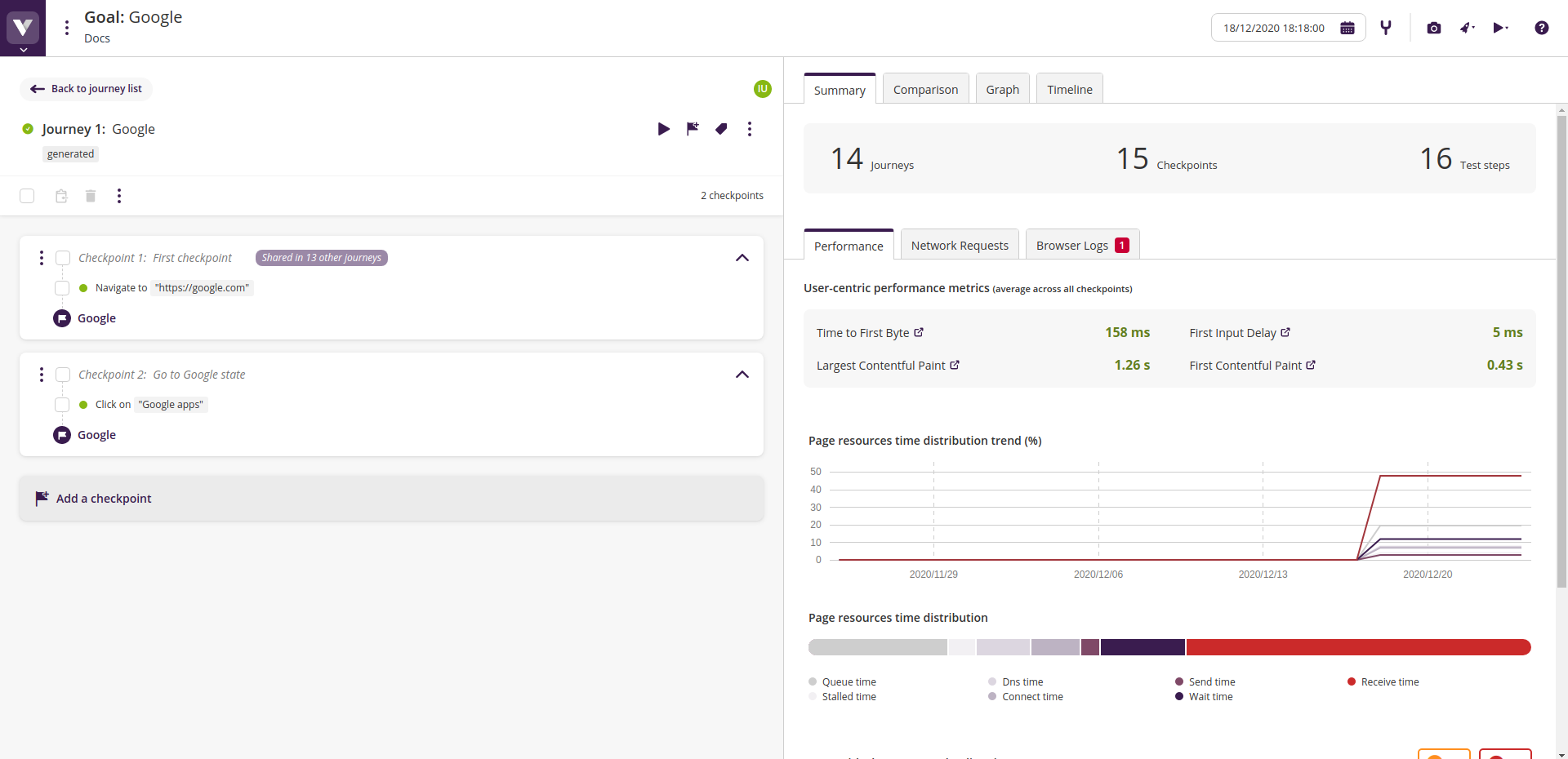 Adding a checkpoint and test steps | Virtuoso Guide