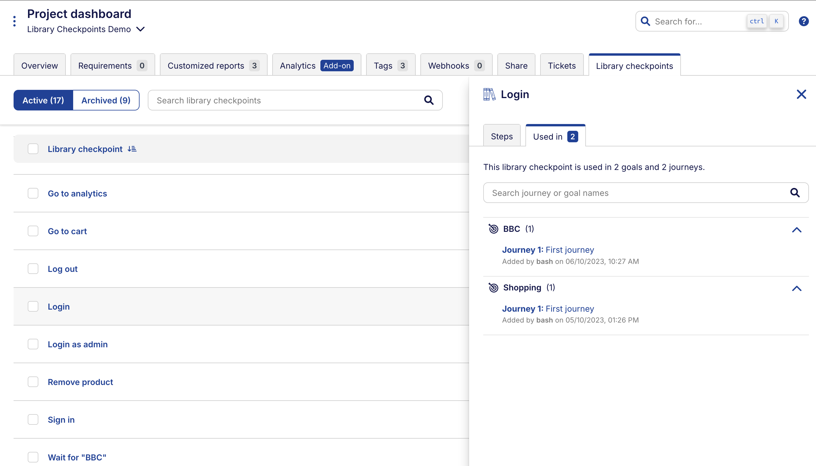 Reusing steps with library checkpoints | Virtuoso Guide
